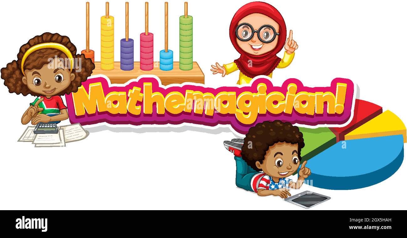 Font design for word mathemagician with happy kids Stock Vector Image ...