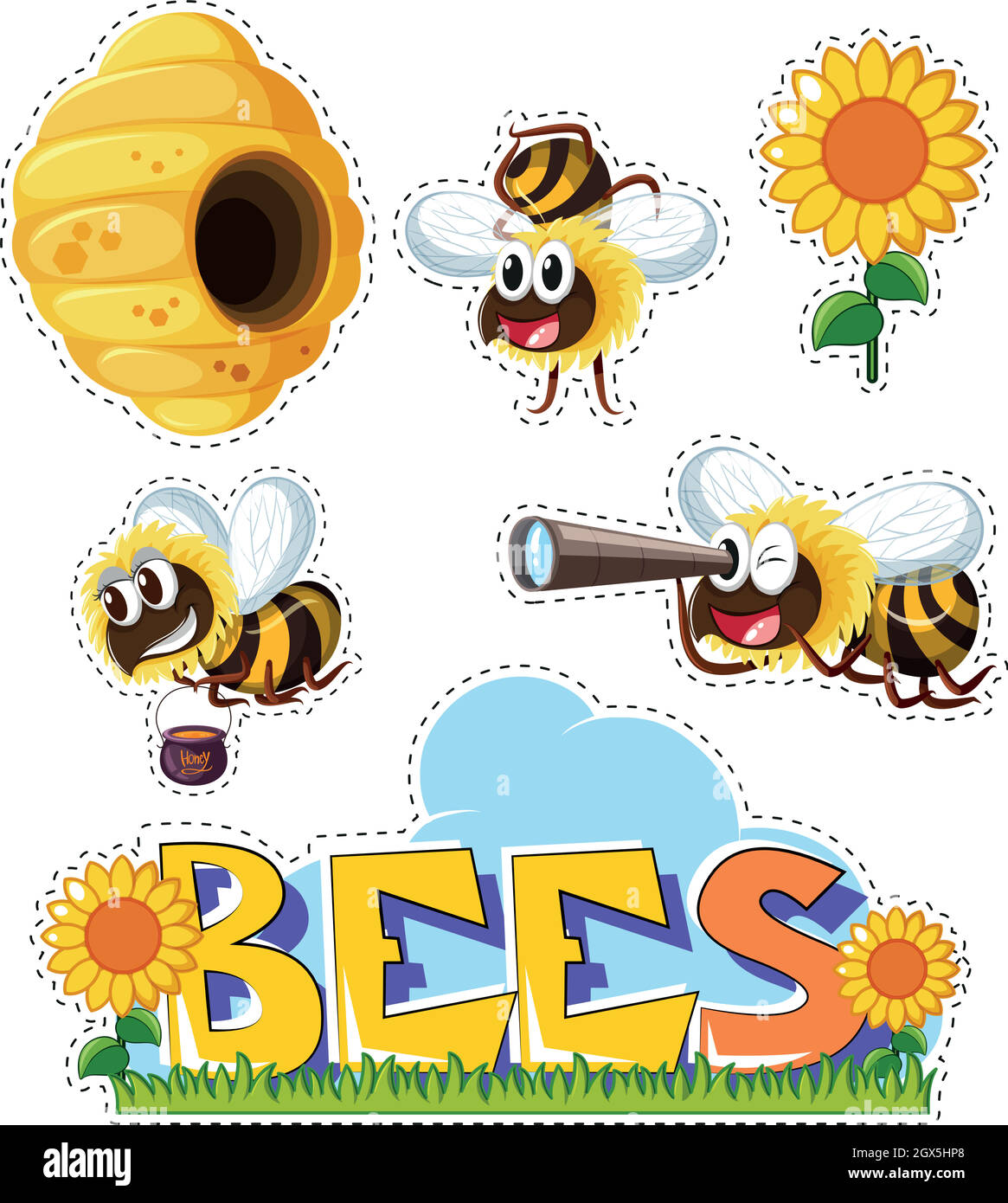 Sticker set for bees and hive Stock Vector Image & Art - Alamy
