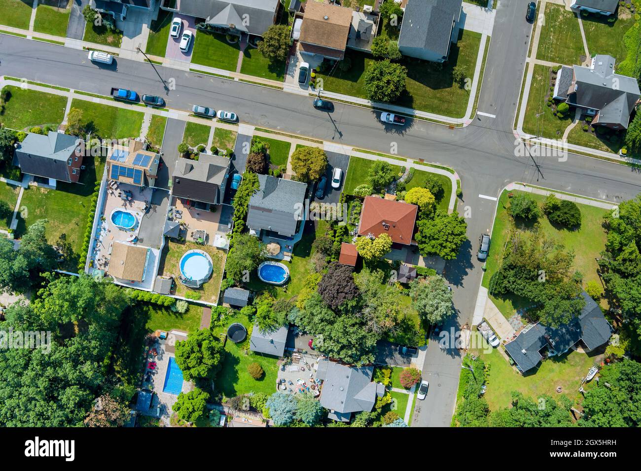 Panorama view over the small town landscape suburb homes sleeping area ...