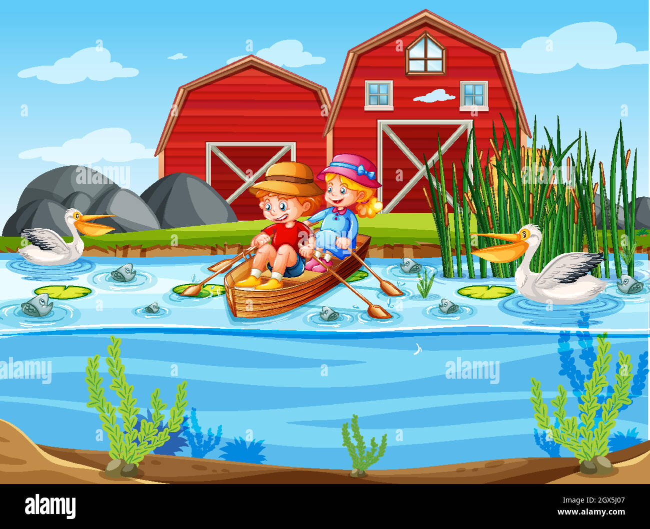 Natural landscape stream in Stock Vector Images - Alamy