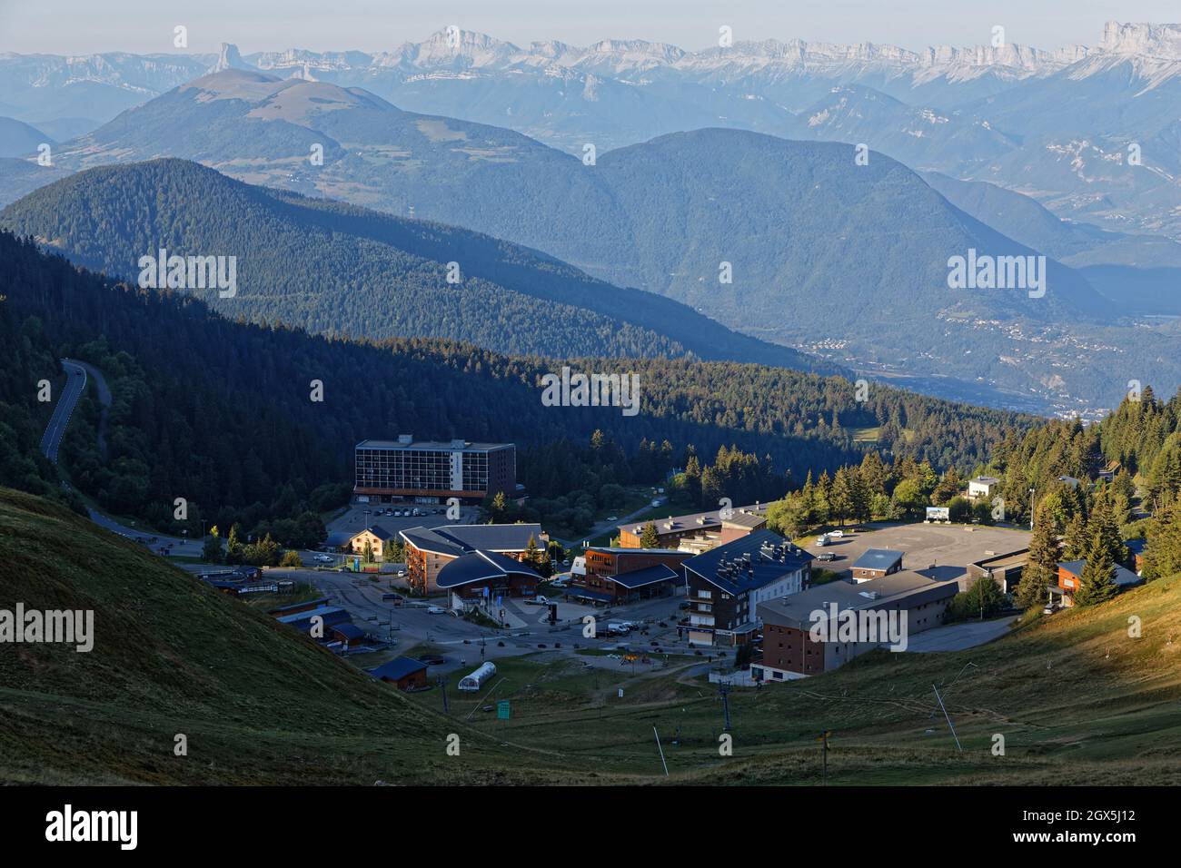 Le Recoin, a village of Chamrousse mountain resort, at dawn Stock Photo ...
