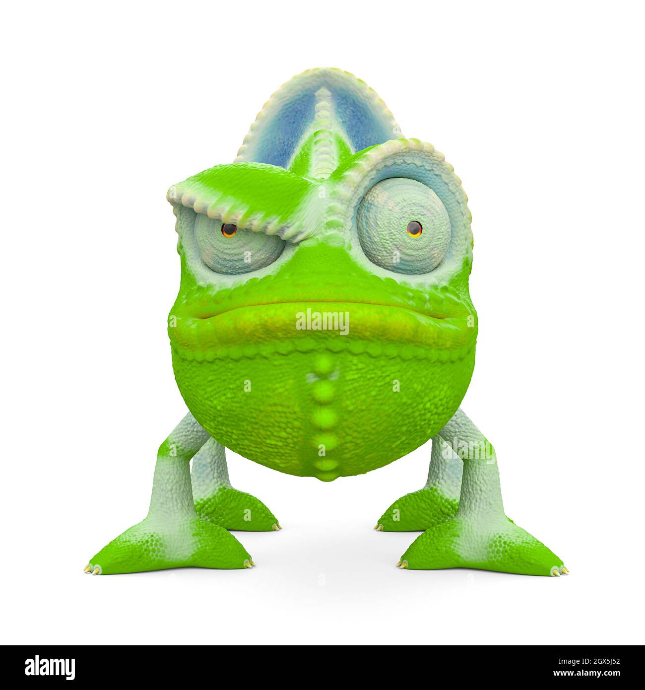 chameleon cartoon is angry, 3d illustration Stock Photo - Alamy
