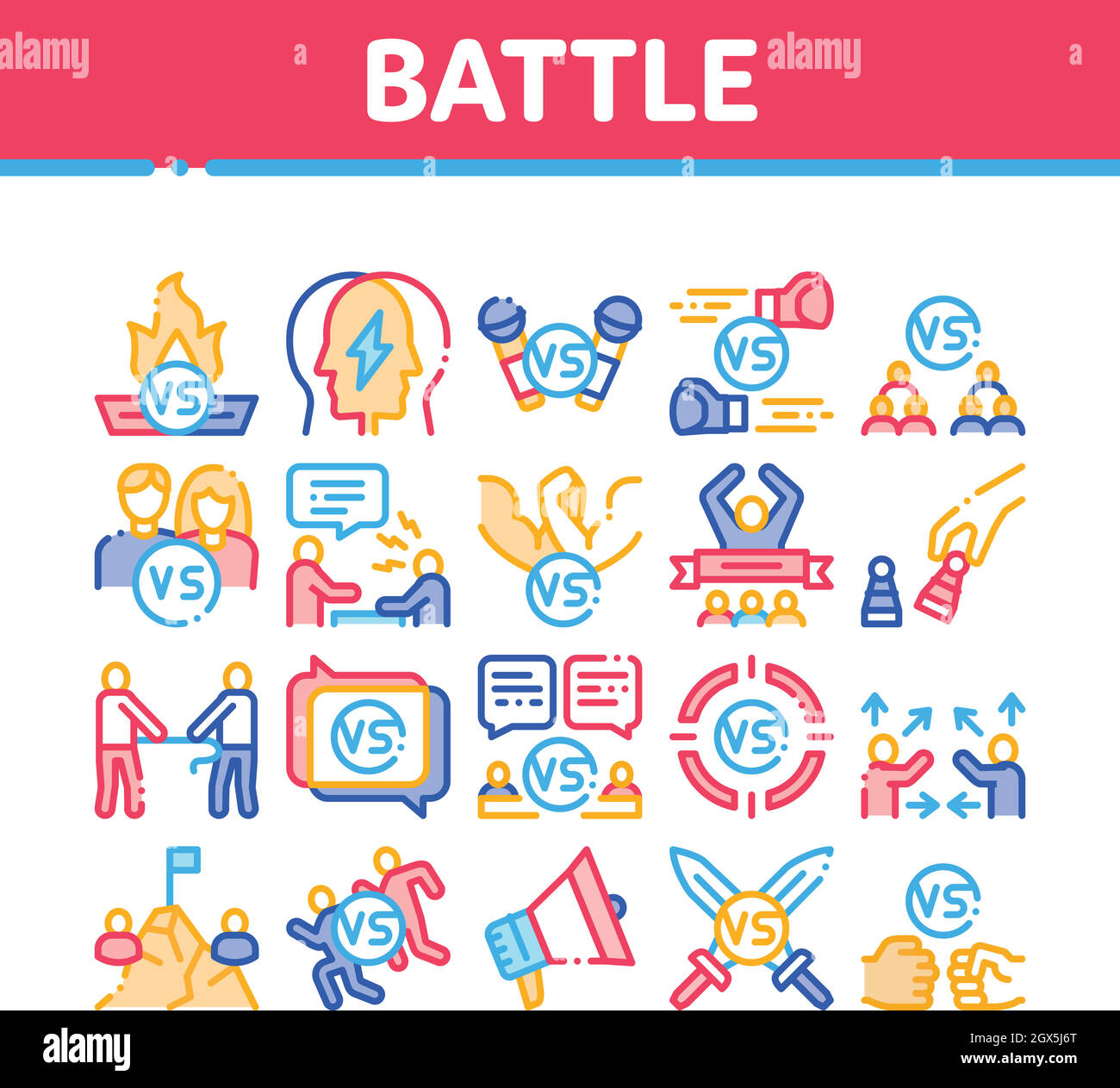 Battle Competition Collection Icons Set Vector Stock Vector Image & Art ...