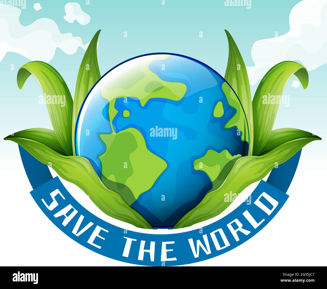Save the world theme with earth and leaves Stock Vector Image & Art - Alamy