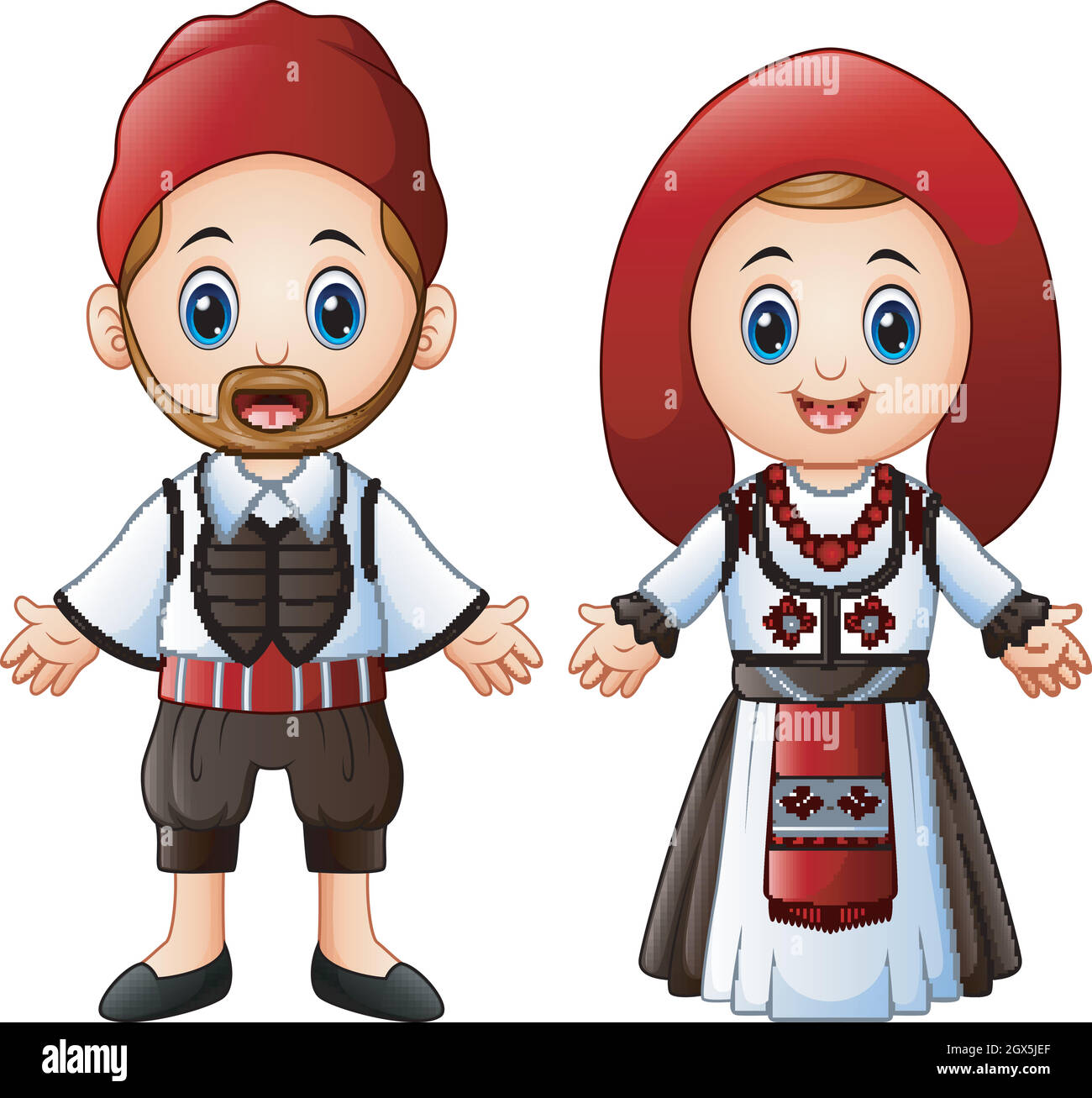 Cartoon Greeks couple wearing traditional costumes Stock Vector Image ...