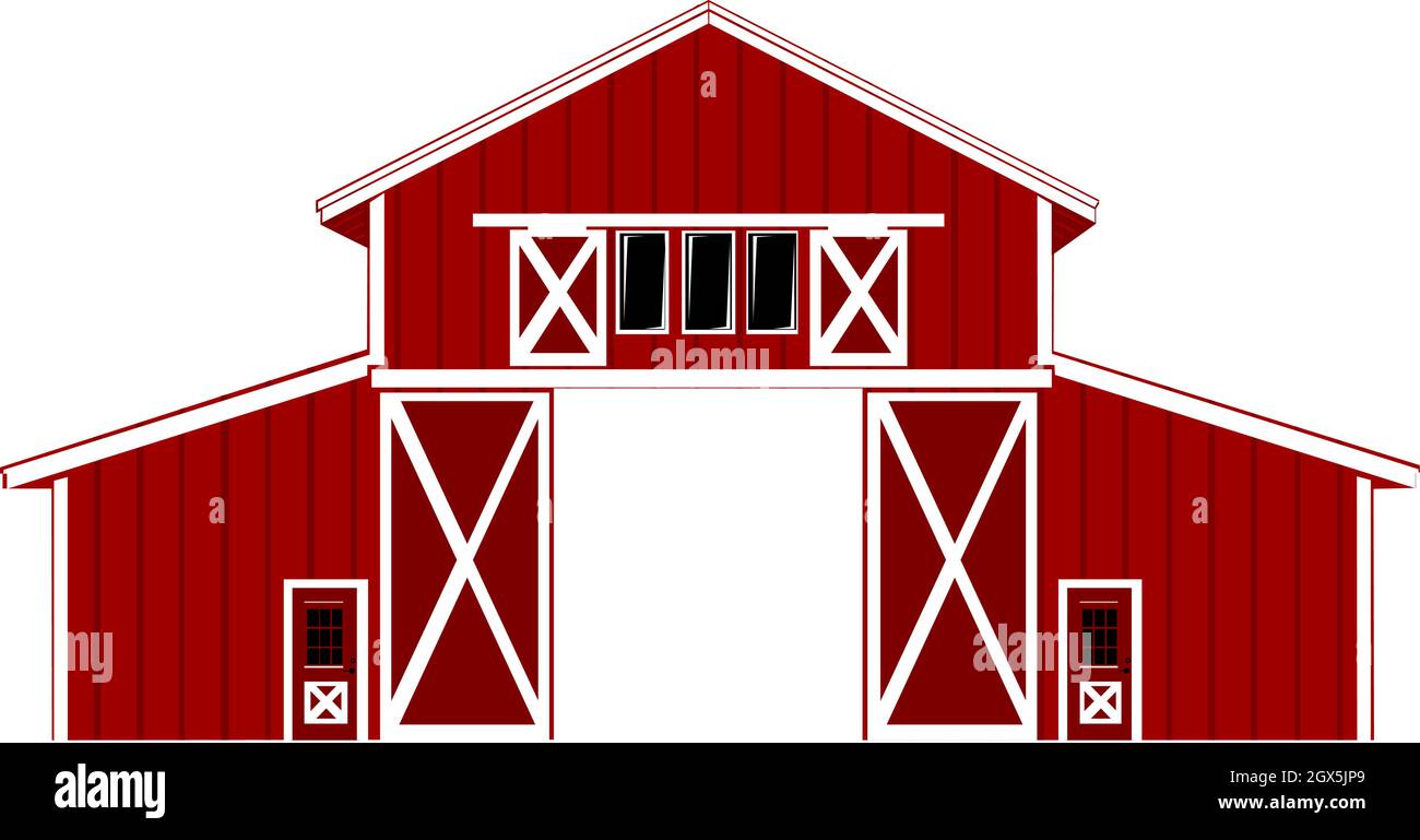 Red Barn house illustration Vector on white background Stock Vector ...