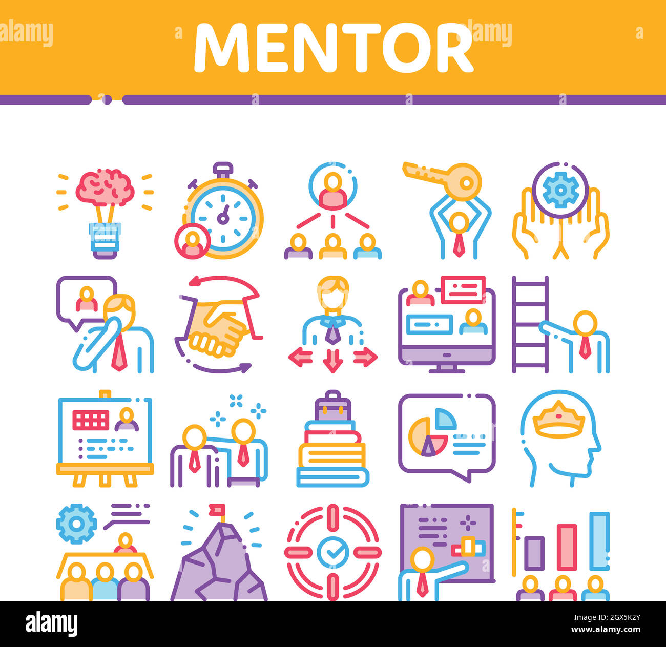Mentor Relationship Collection Icons Set Vector Stock Vector Image ...