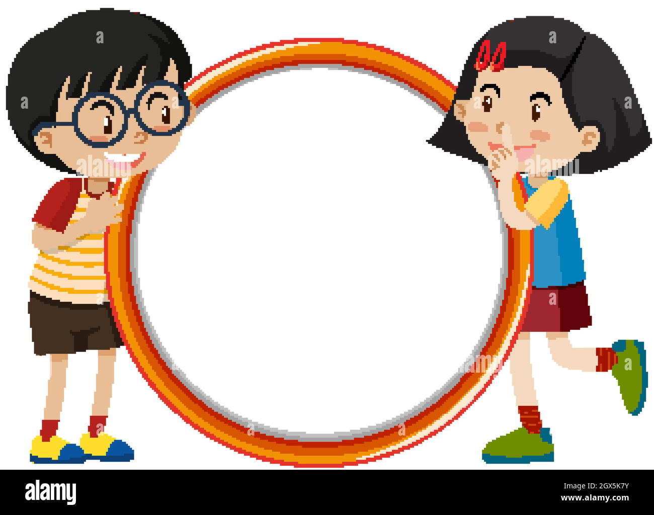 Frame template with happy kids Stock Vector Image & Art - Alamy
