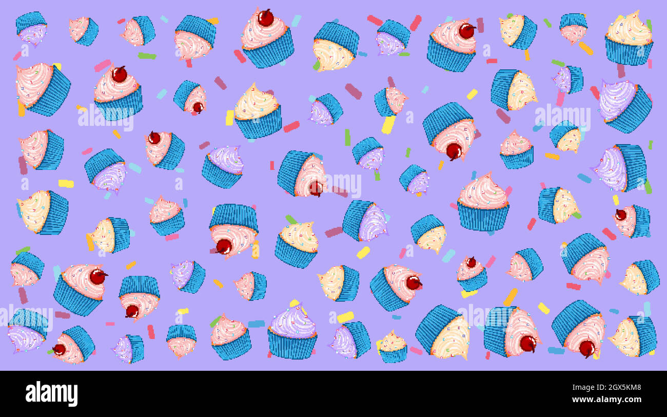 Seamless background pattern with cupcakes Stock Vector Image & Art - Alamy