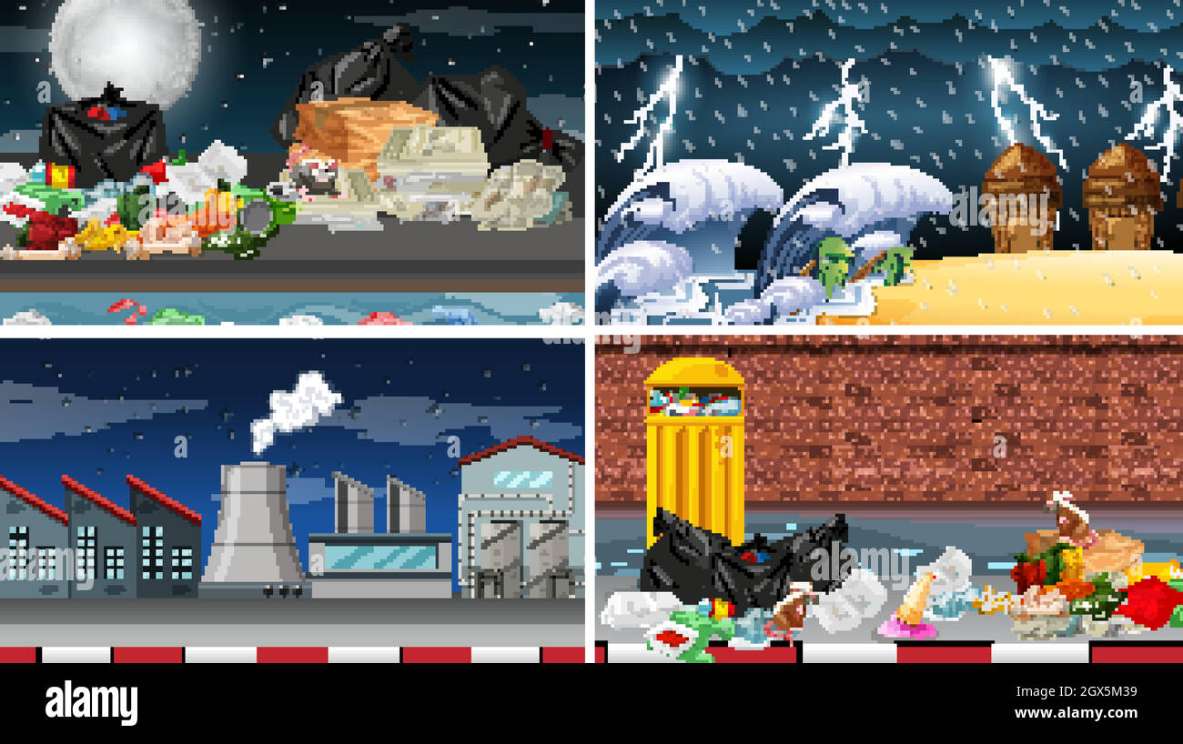 Set of polluted scenes Stock Vector Image & Art - Alamy