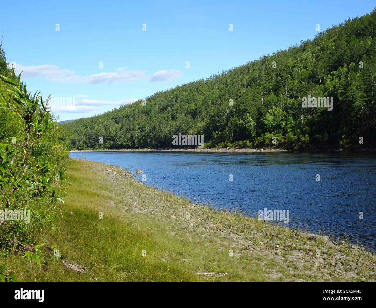 Alpine river with a calm flow. Mountain rafting sports river Stock ...