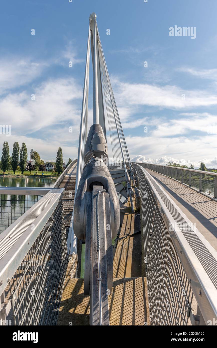 Deux Rives footbridge, bridge for pedestrians and cyclists on the Rhine ...