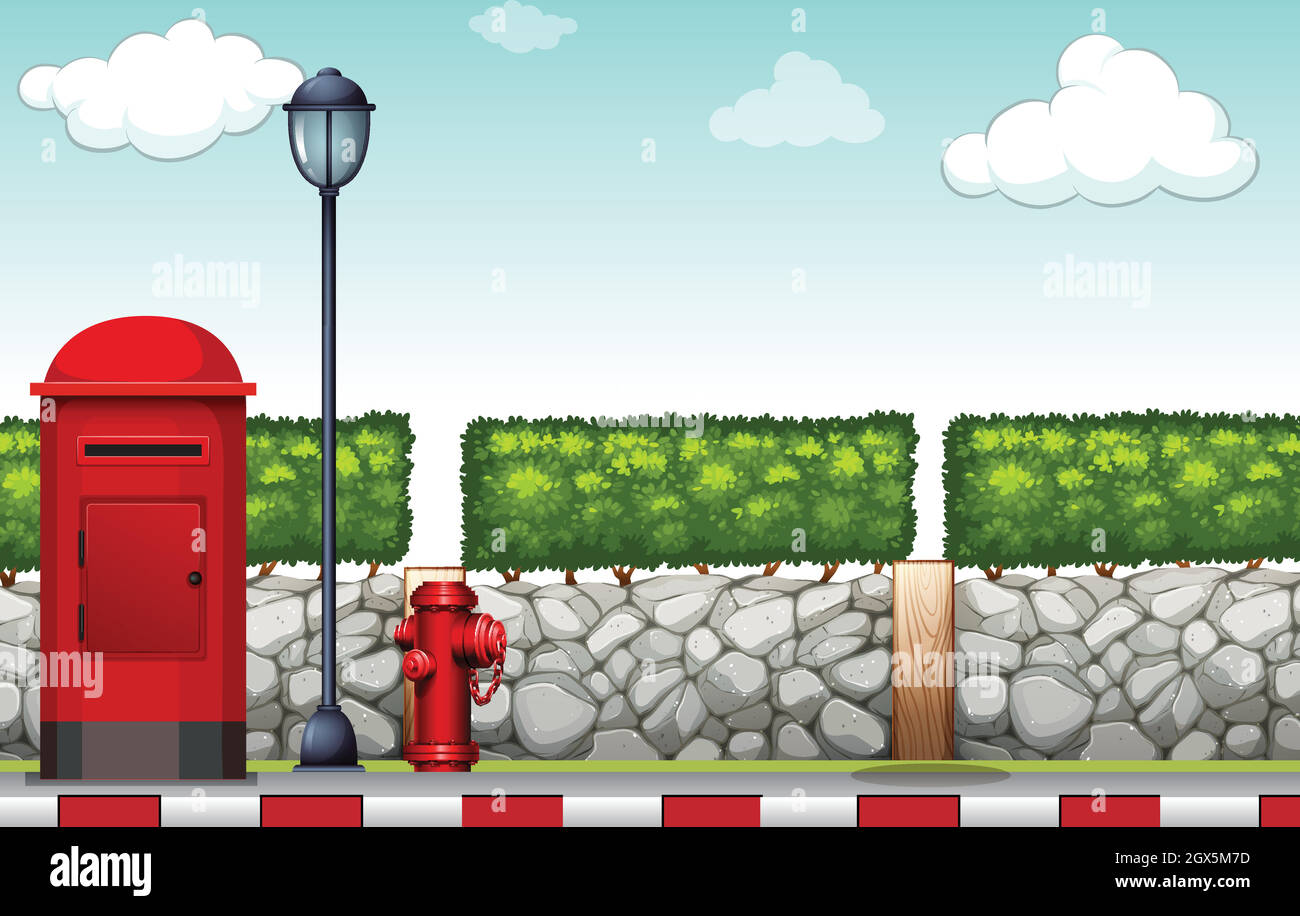 Sidewalk with lamp and mailbox Stock Vector Image & Art - Alamy