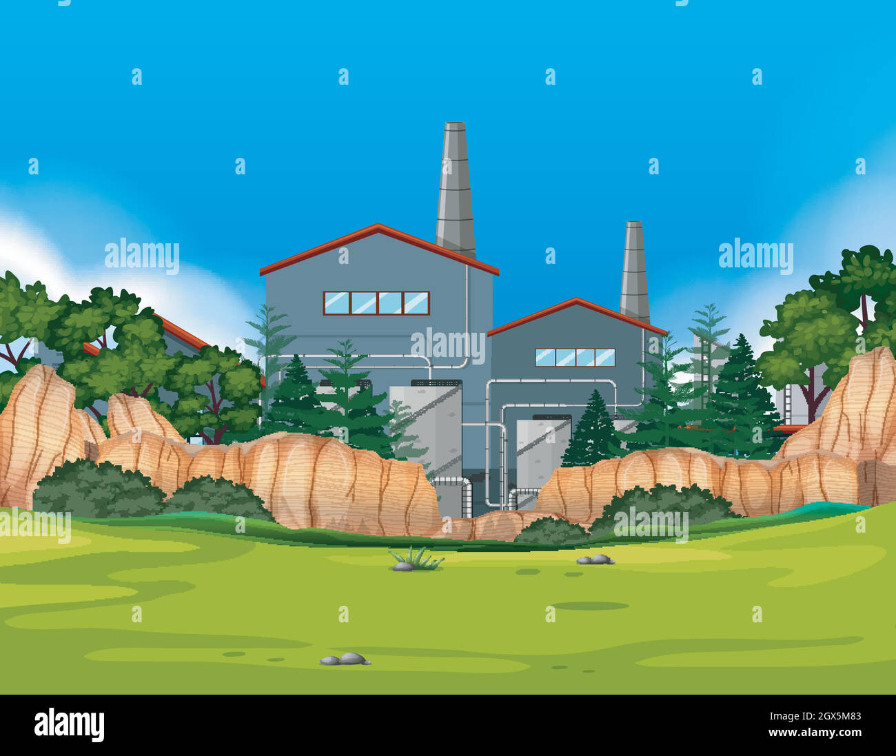 Industrial factory landscape Stock Vector Images - Alamy