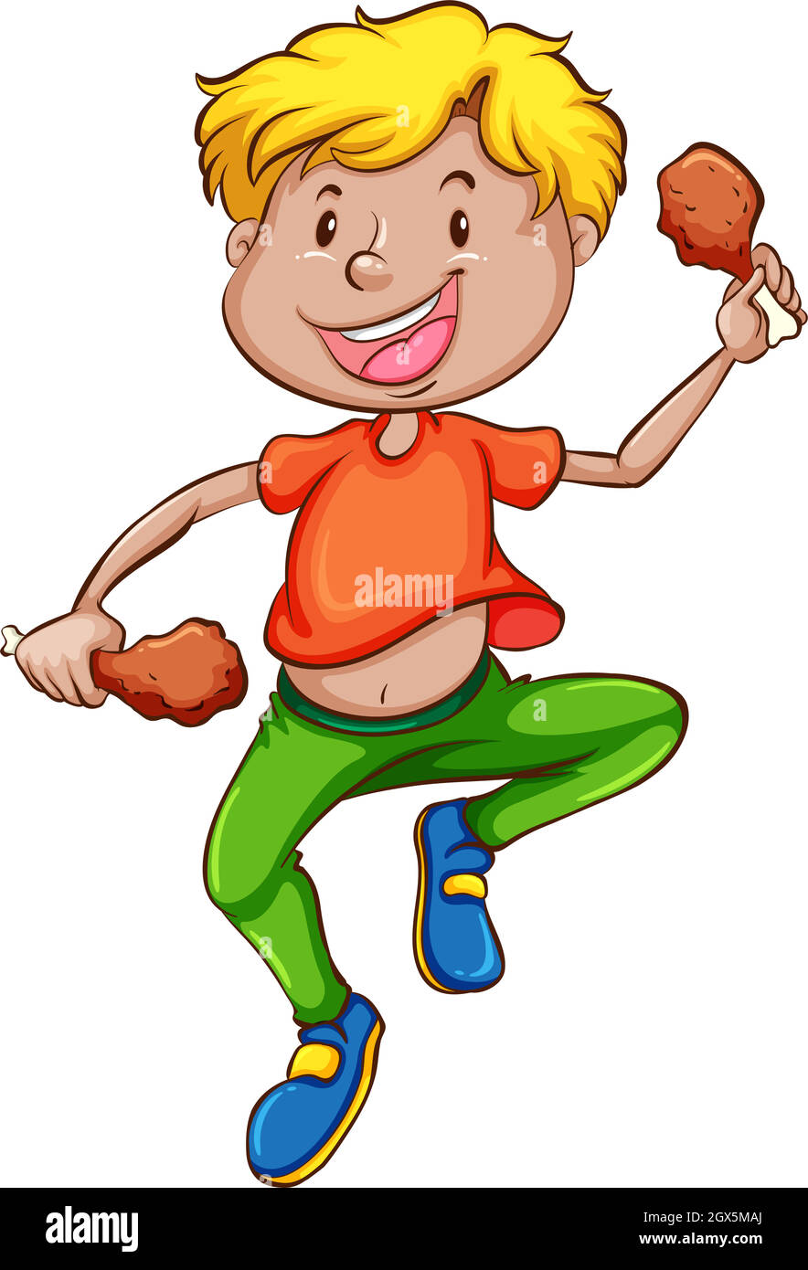A sketch of a boy eating chicken Stock Vector Image & Art - Alamy
