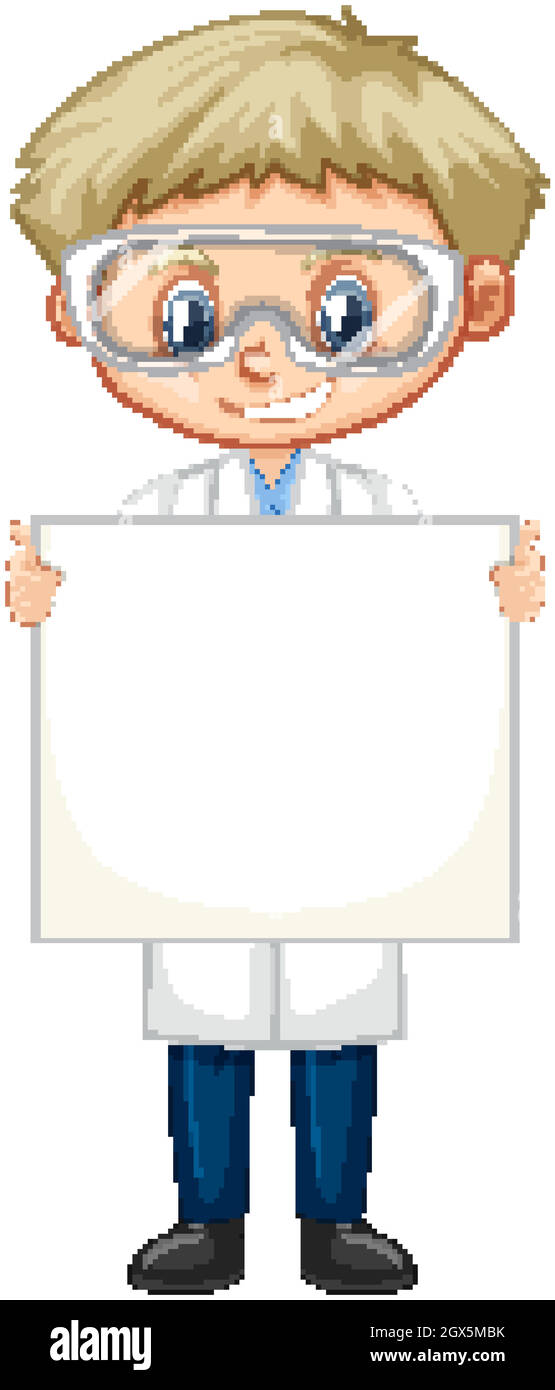 Boy wearing lab gown on white background Stock Vector Image & Art - Alamy