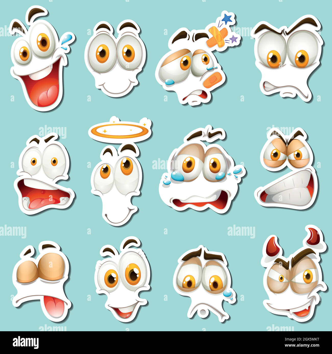 Different facial expression on blue background Stock Vector Image & Art ...