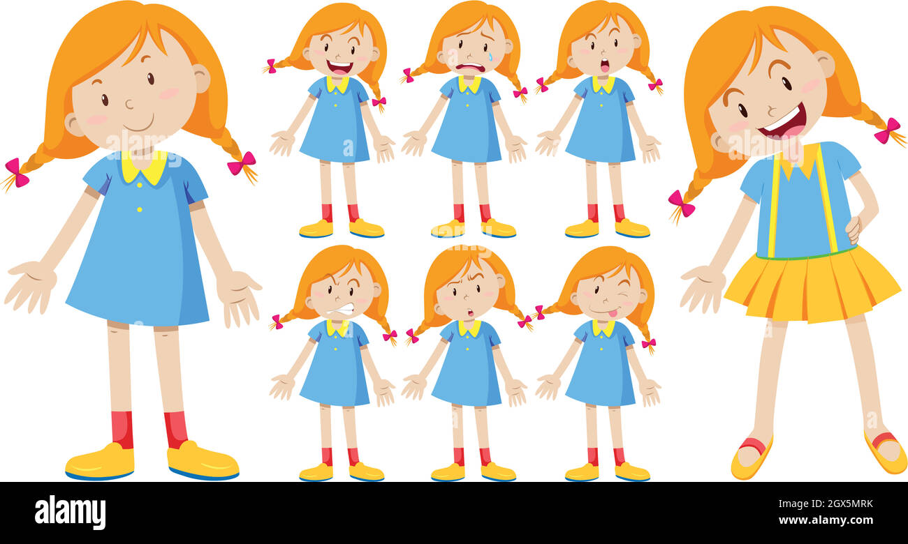 Girl with different emotions Stock Vector Image & Art - Alamy