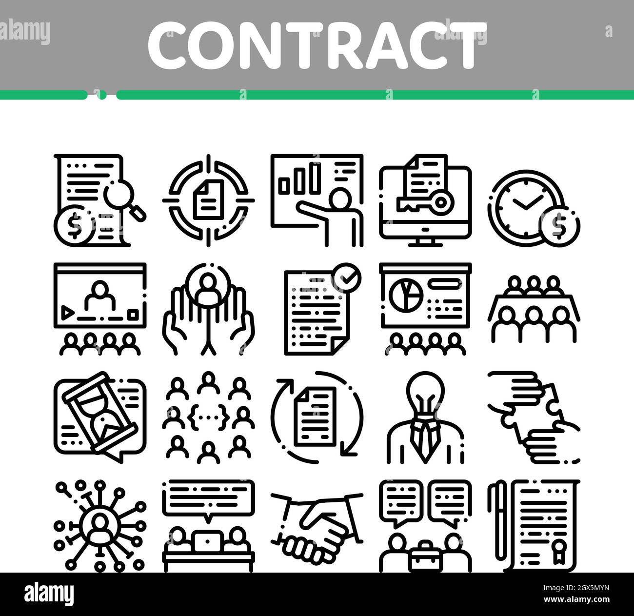 Contract Collection Elements Icons Set Vector Stock Vector Image & Art ...