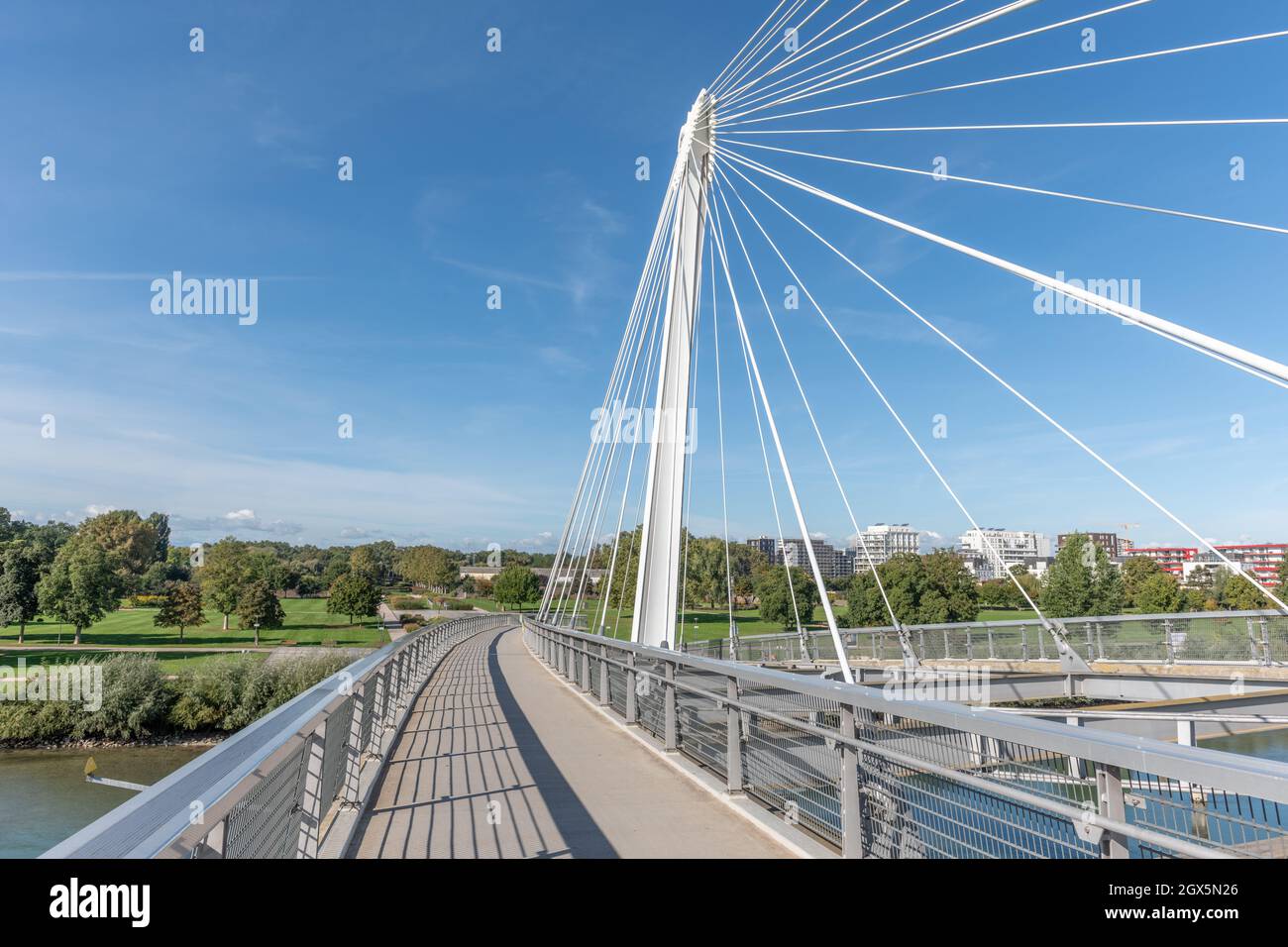 Deux Rives footbridge, bridge for pedestrians and cyclists on the Rhine ...