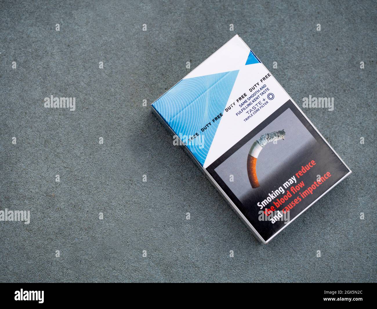 In this photo illustration, a pack of Kent Blue Cigarettes, made by ...