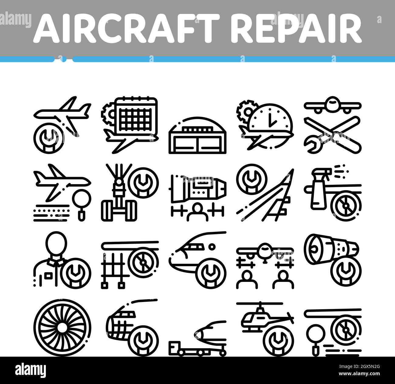 Aircraft Repair Tool Collection Icons Set Vector Stock Vector Image ...