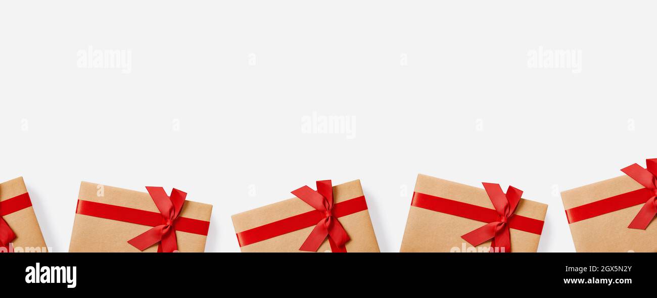 Christmas gifts and presents concept web banner with copy space. Gift ...