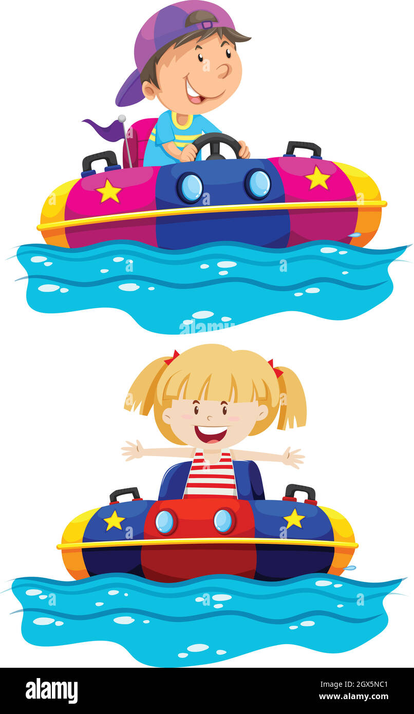 Children riding boat bumper Stock Vector Image & Art - Alamy
