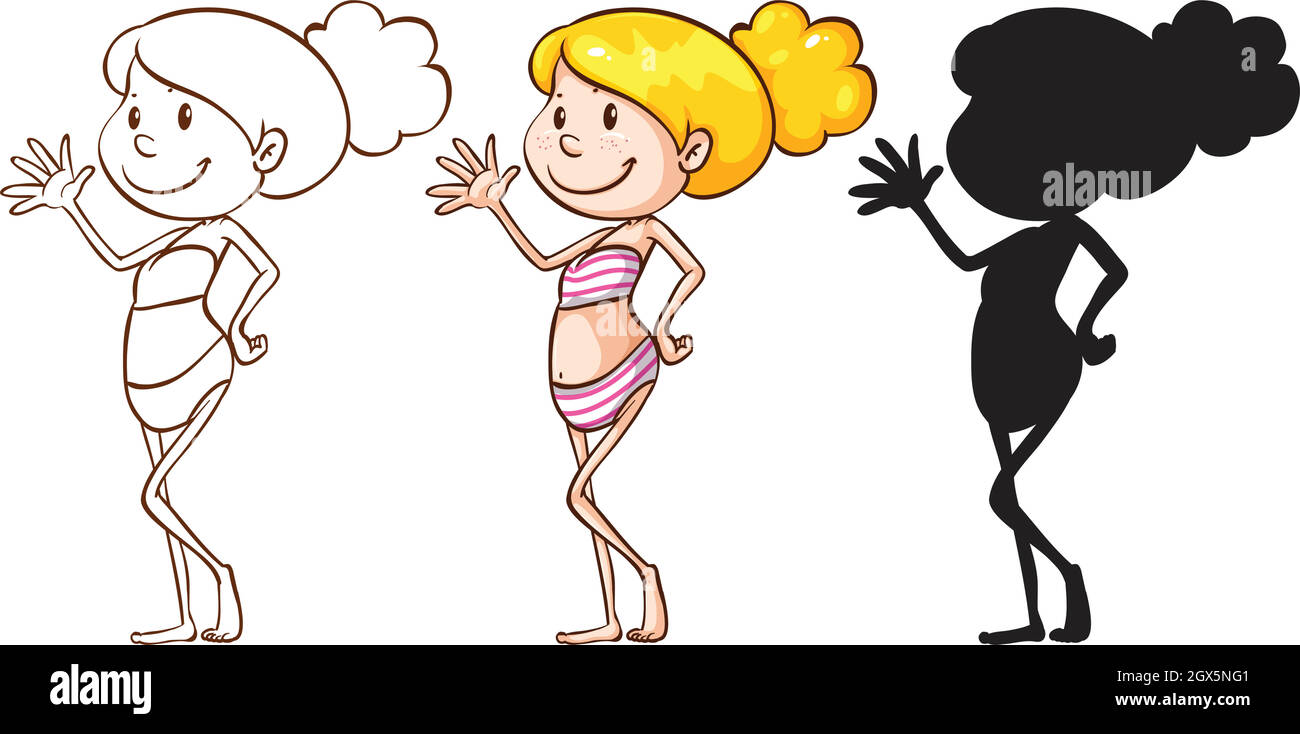 Happy woman waving Stock Vector Images - Alamy