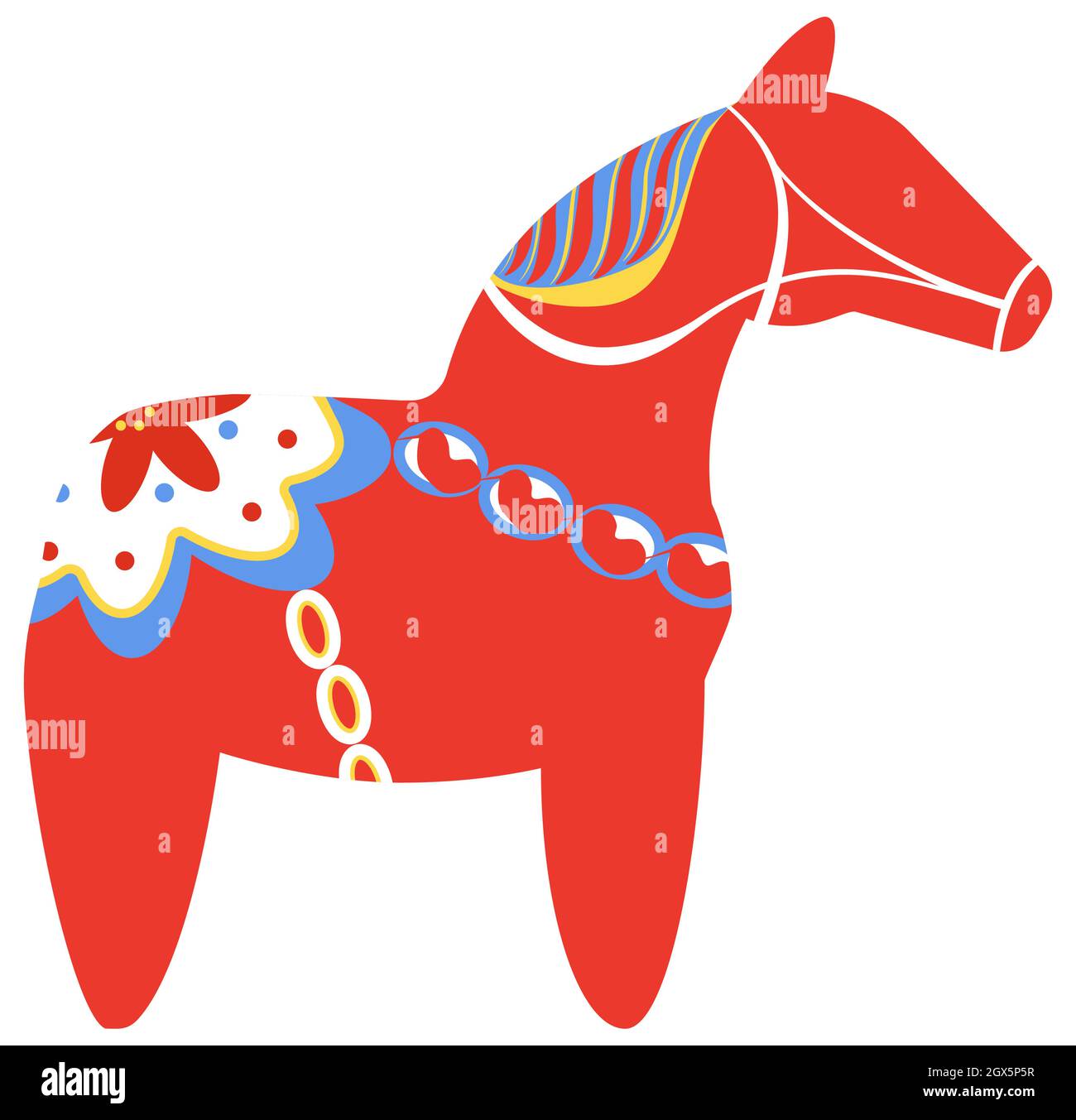 National symbol of Sweden red wooden Dala horse from Dalarna. Vector ...