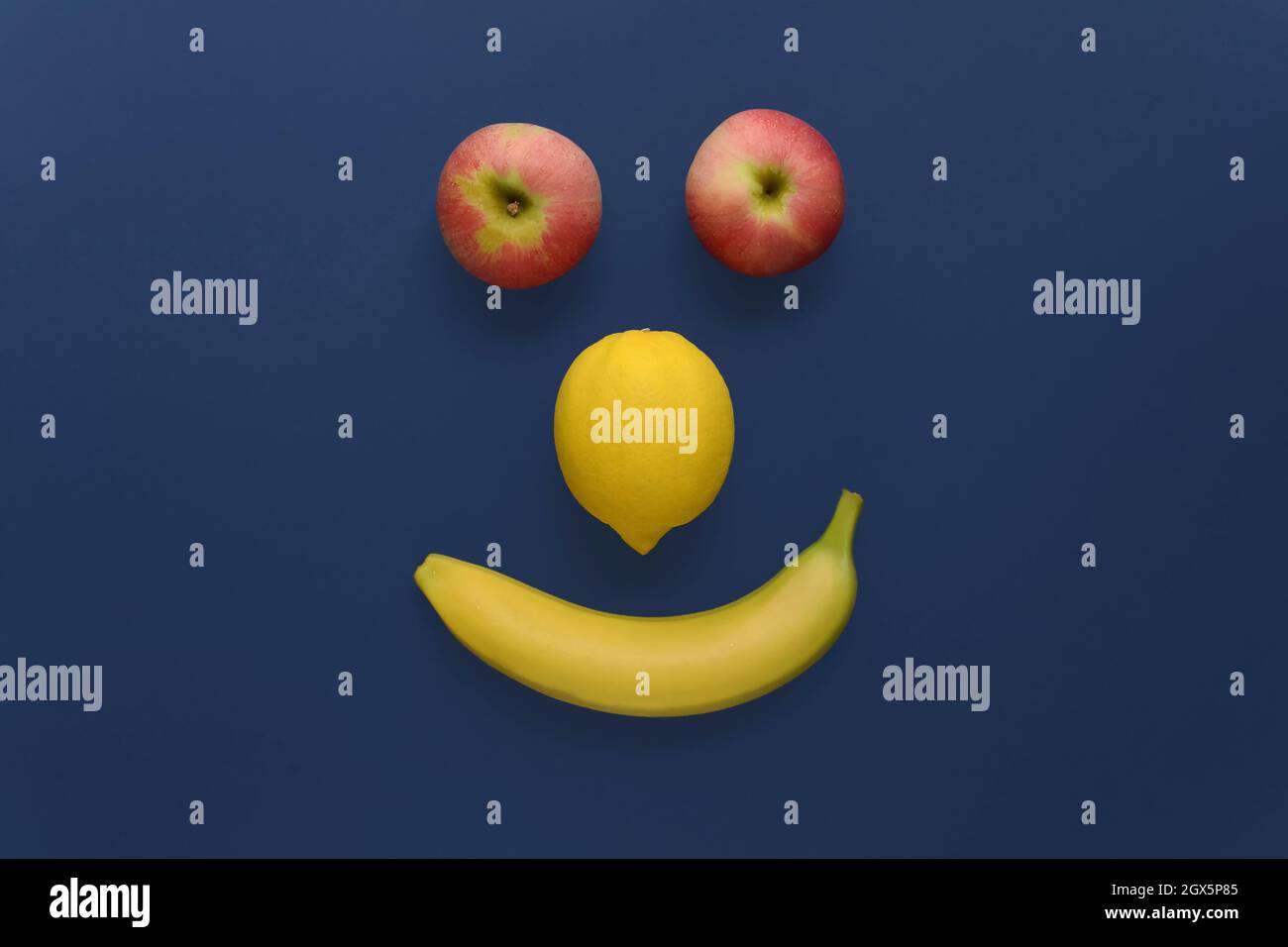 Cheerful smiley face made from ripe and healthy fruits Stock Photo - Alamy