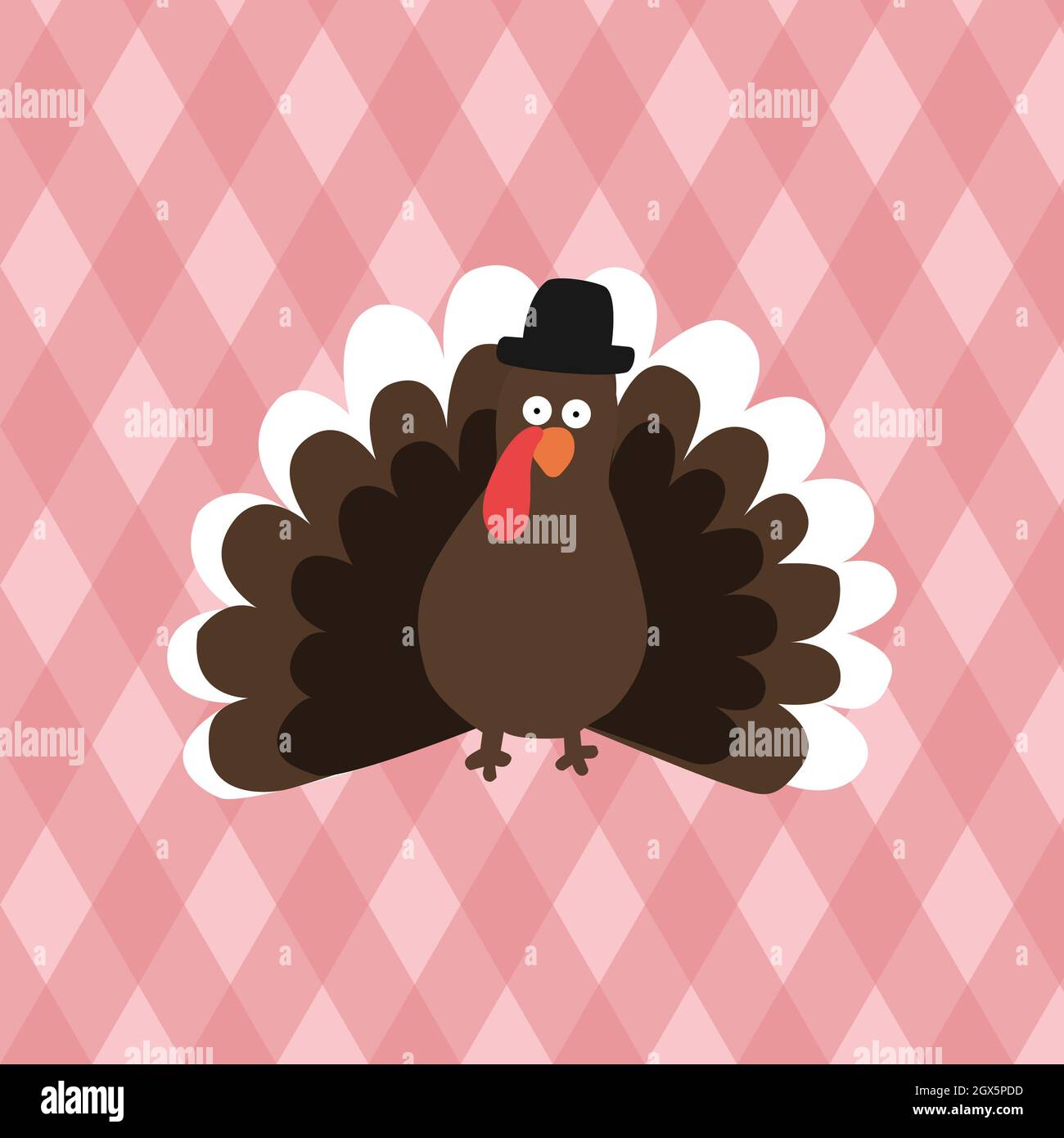 Thanksgiving Day. Turkey on a pink background. Illustration Stock Photo ...