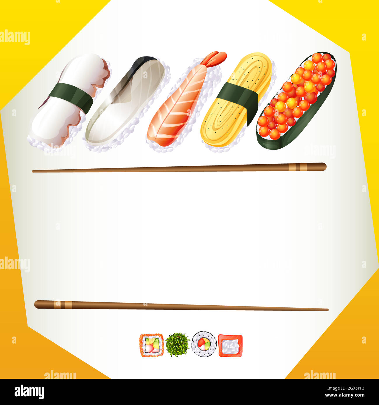 Border template with sushi rolls Stock Vector Image & Art - Alamy
