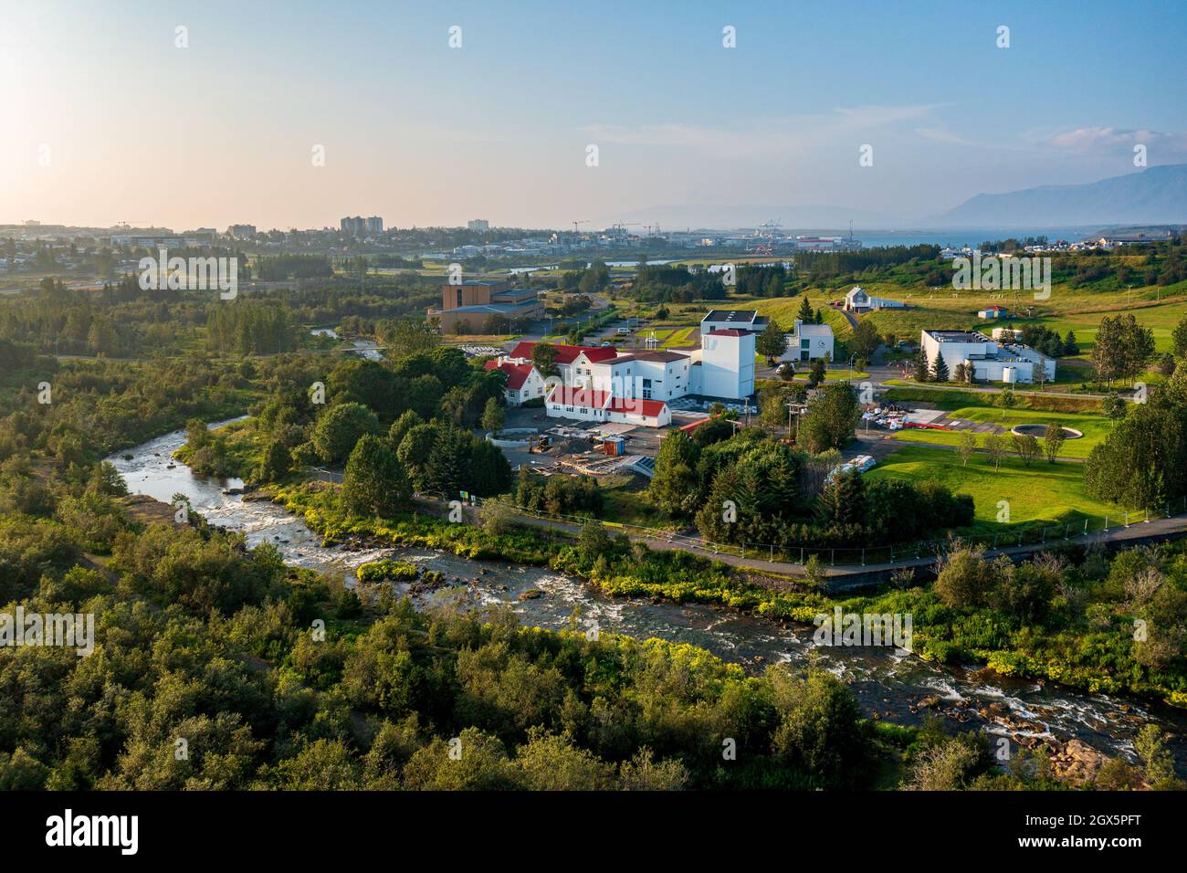 Aerial view of riverside town in summer hi-res stock photography and ...