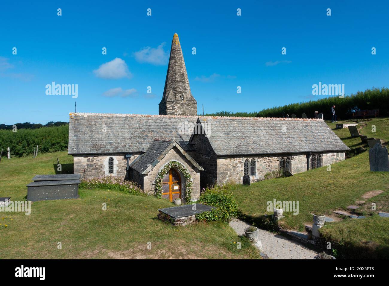 St Enodoc's church, near Rock, North Cornwall, UK, where John Betjeman ...
