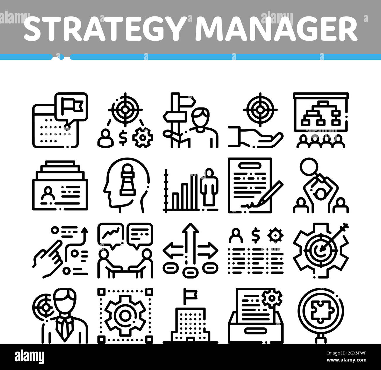 Strategy Manager Job Collection Icons Set Vector Stock Vector Image ...