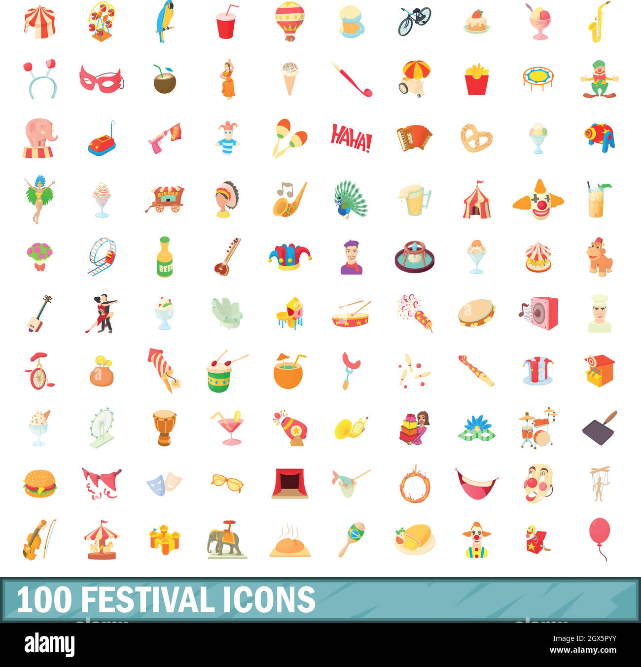 100 festival icons set, cartoon style Stock Vector Image & Art - Alamy