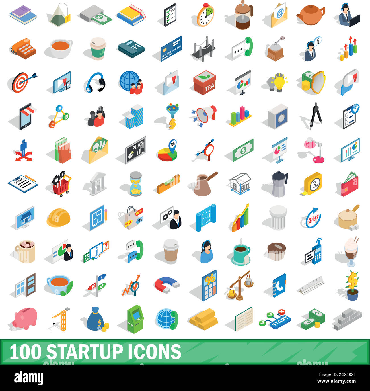 100 business startup icons set hi-res stock photography and images - Alamy