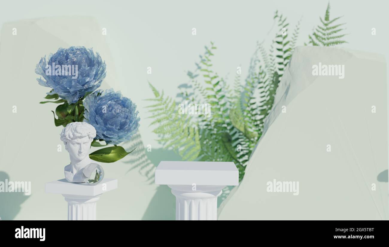 Classical Greek style background with flowers and marble carvings for ...