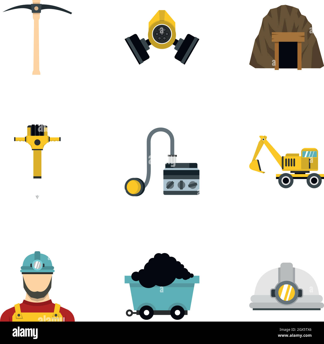 Mine icons set, flat style Stock Vector Image & Art - Alamy