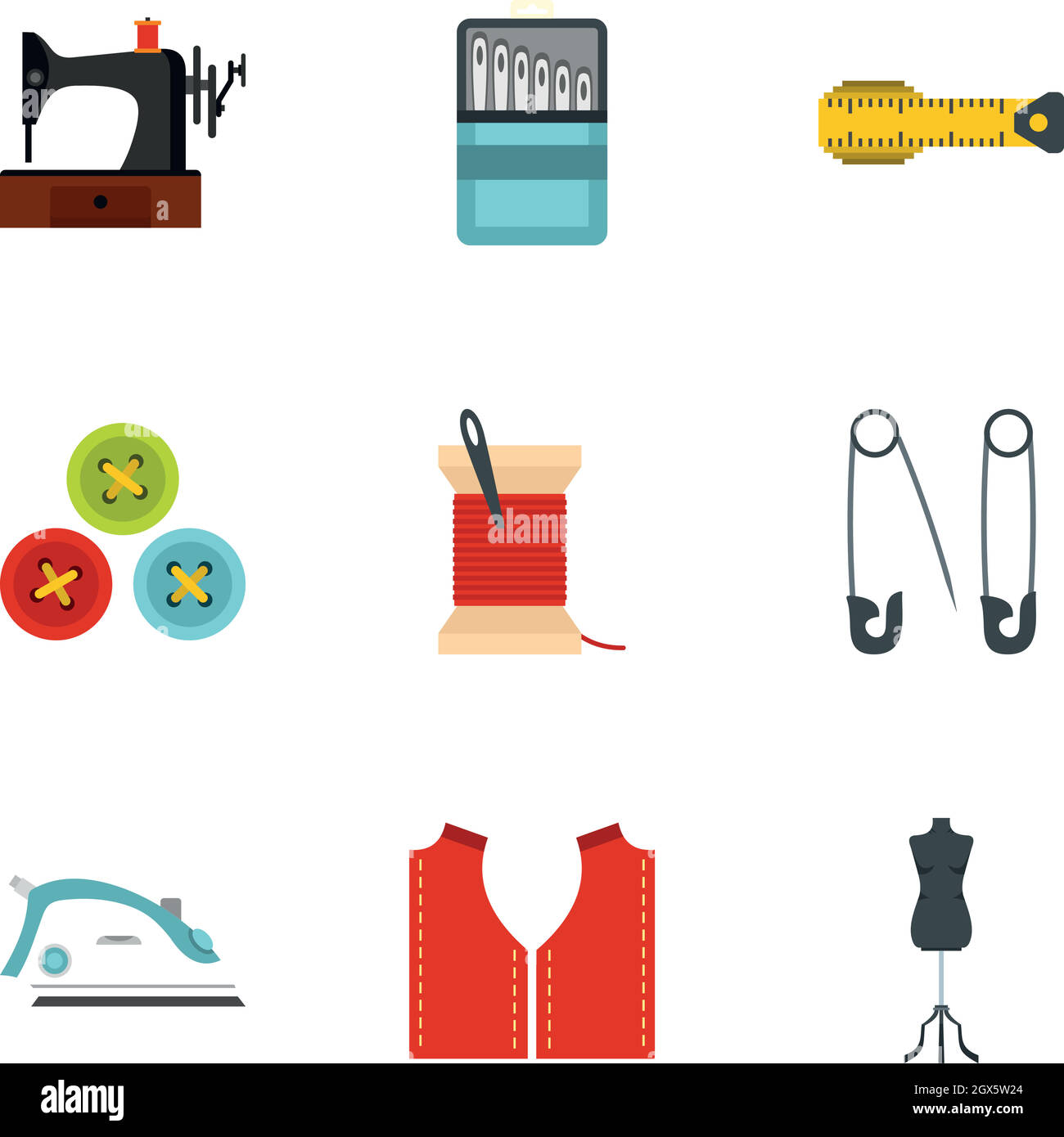 Sewing equipment icons set, flat style Stock Vector Image & Art - Alamy