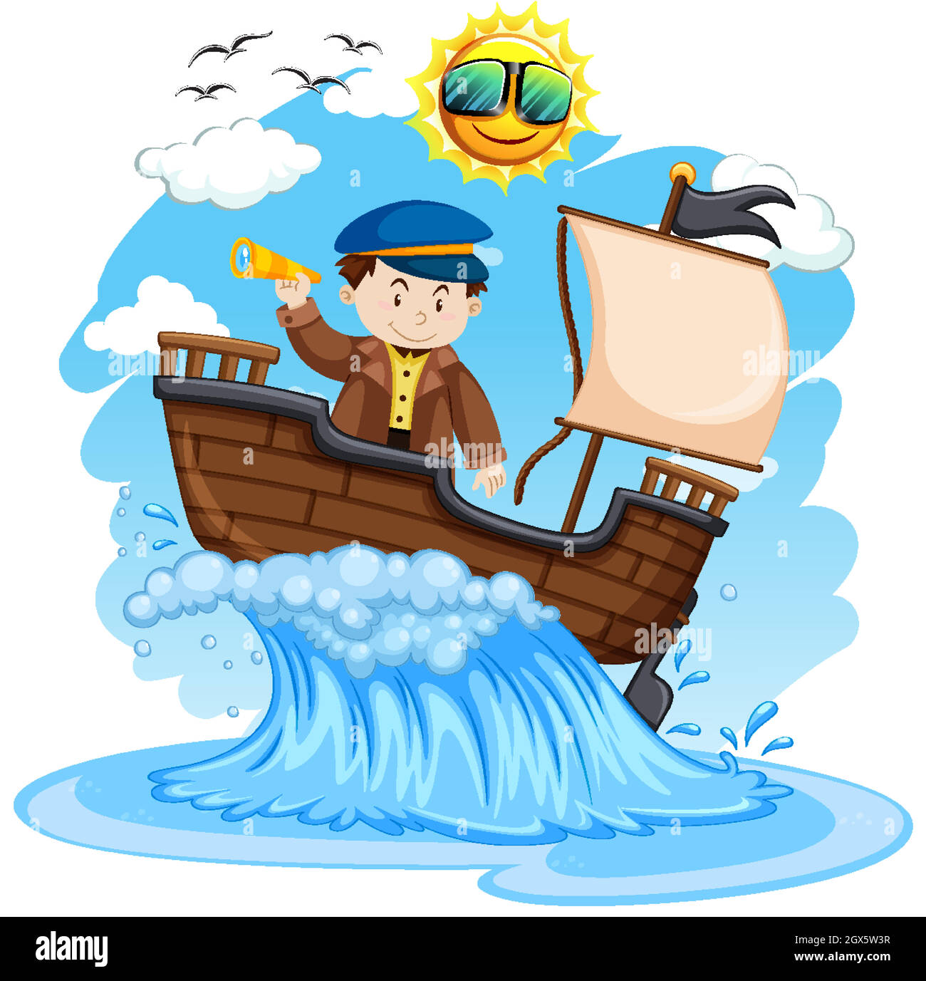 Cartoon Ship Captain Cut Out Stock Images & Pictures - Alamy