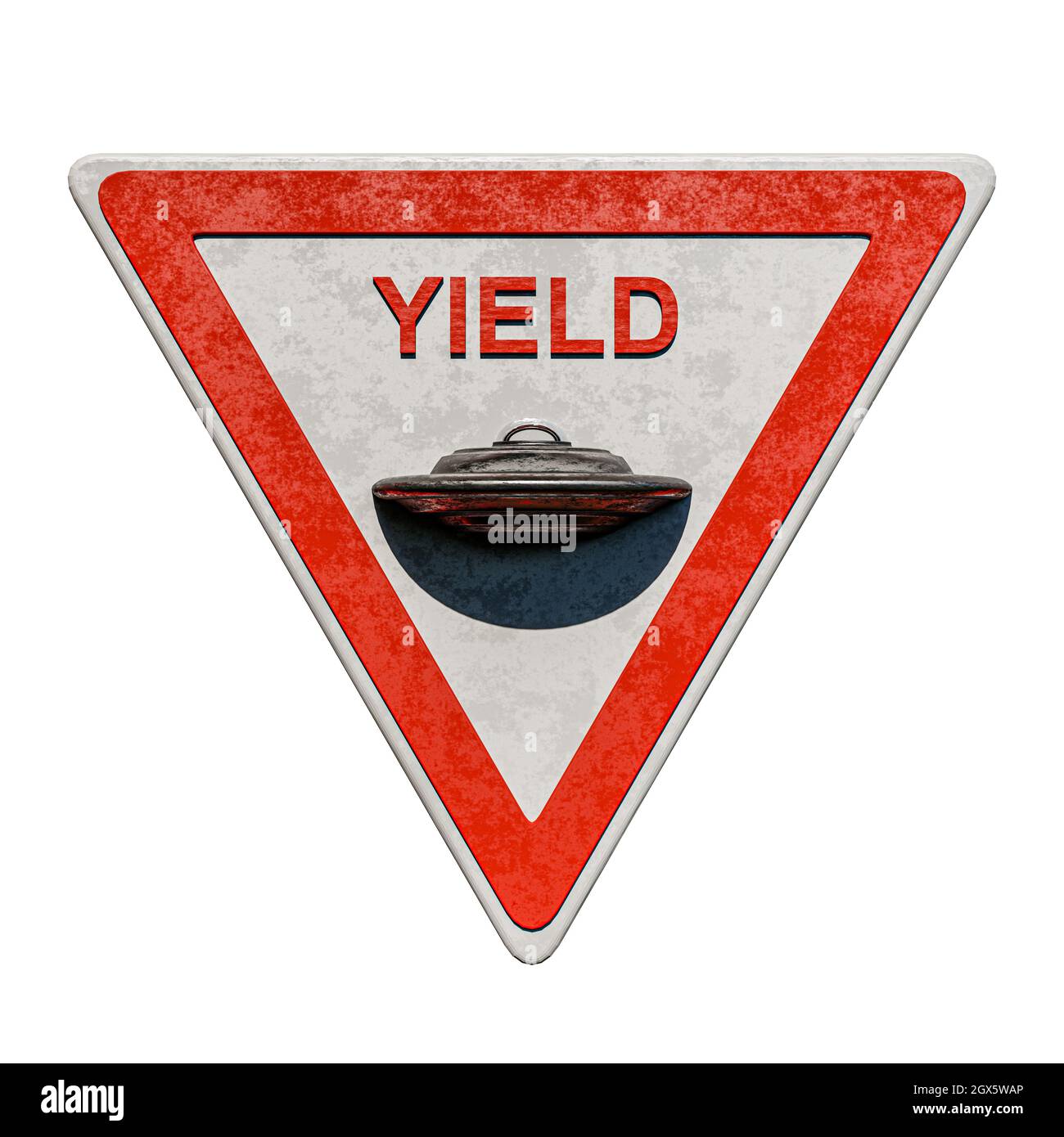 yield street sign isolated on white background 3d illustration Stock ...