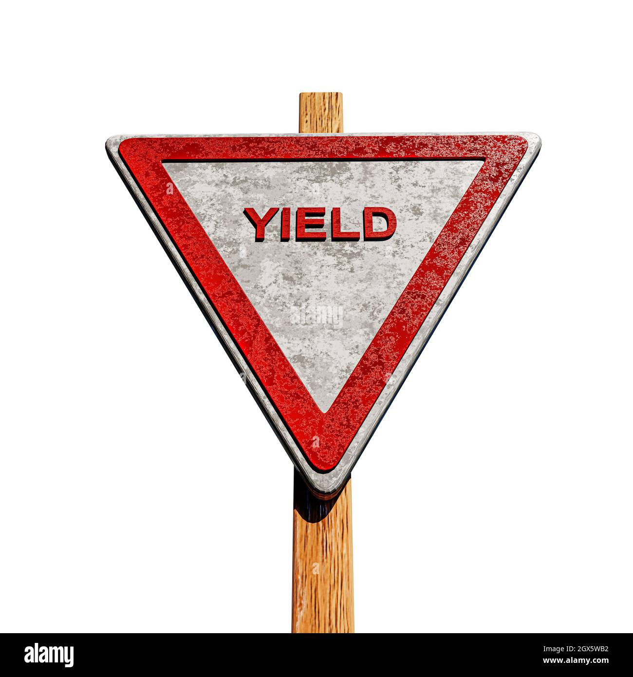 yield street sign isolated on white background 3d illustration Stock ...
