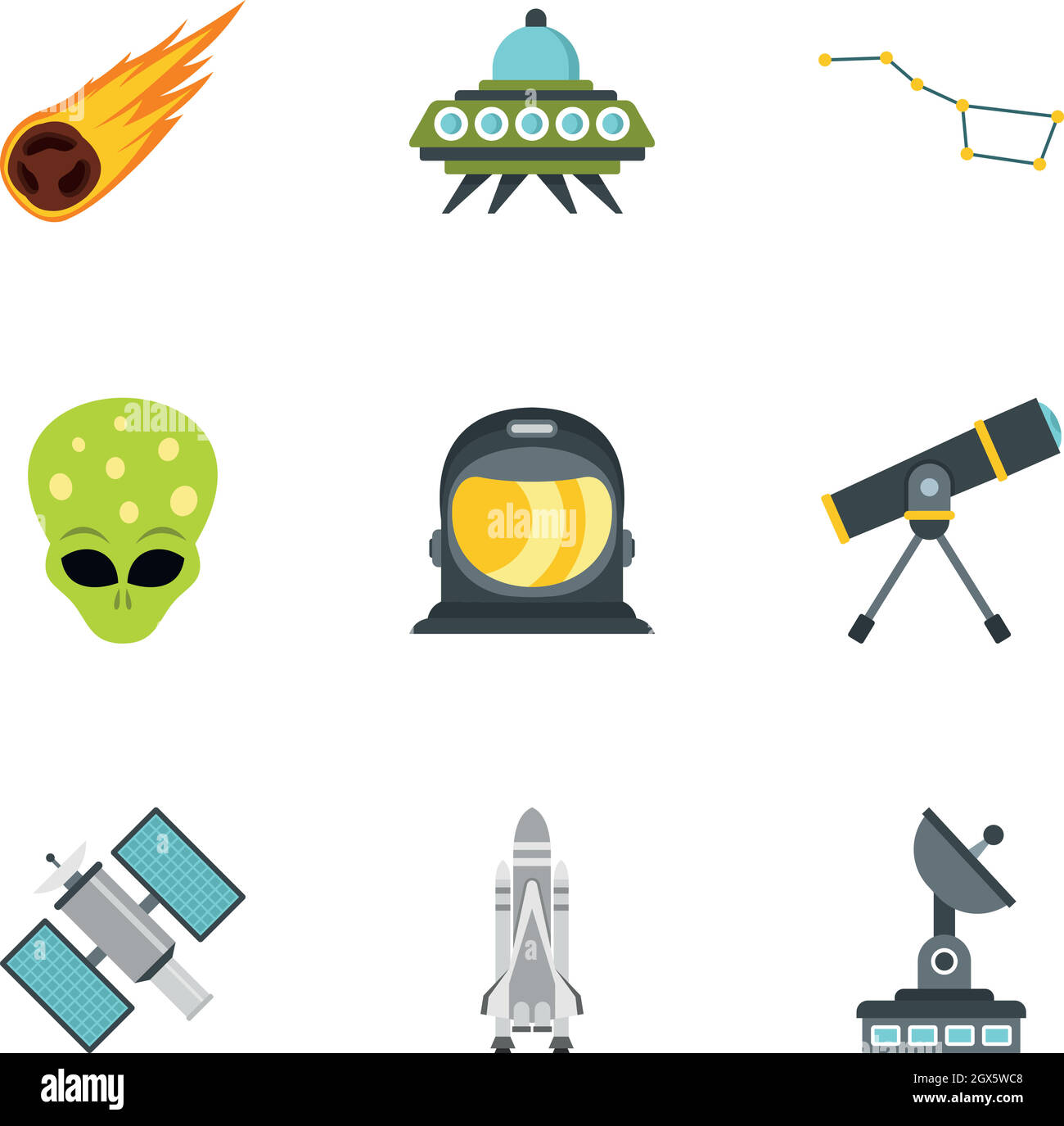 UFO and space icons set, flat style Stock Vector Image & Art - Alamy