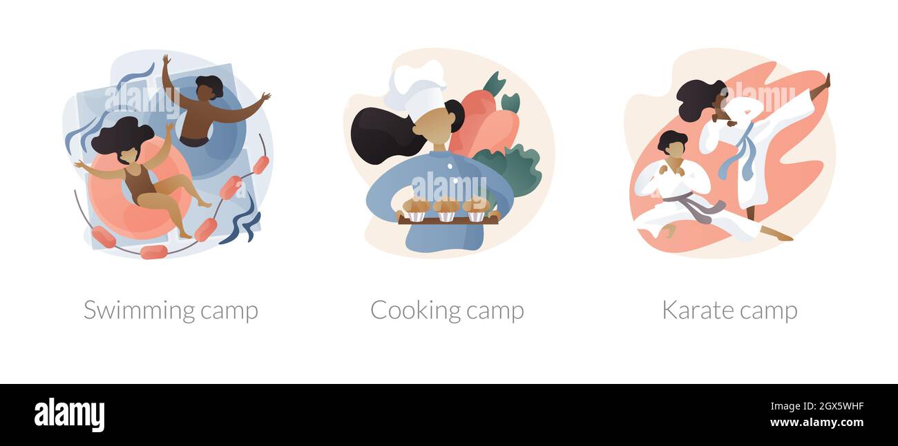 Summer programs for kids abstract concept vector illustrations Stock ...