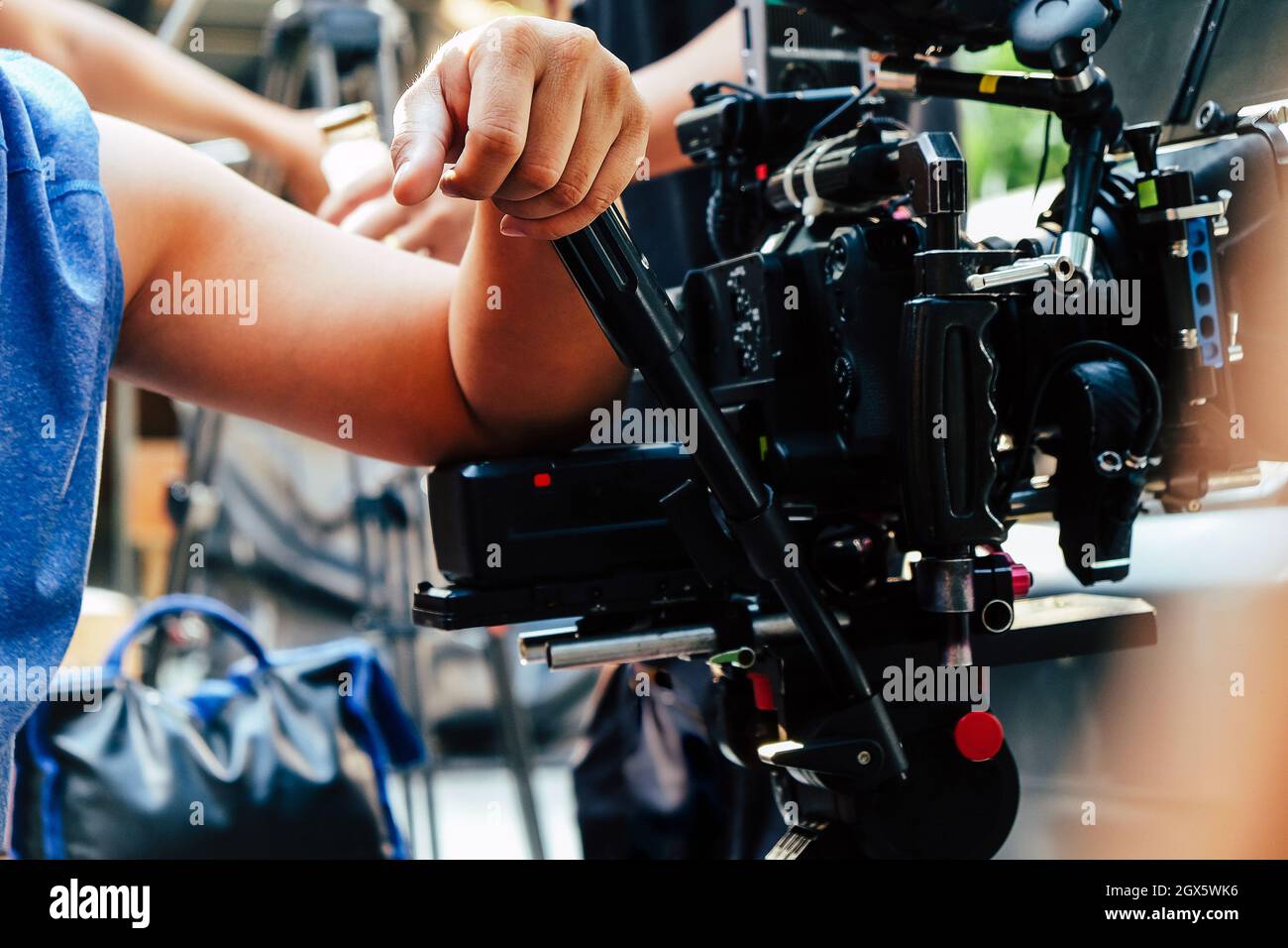 Filming with professional camera, Film Crew Stock Photo - Alamy