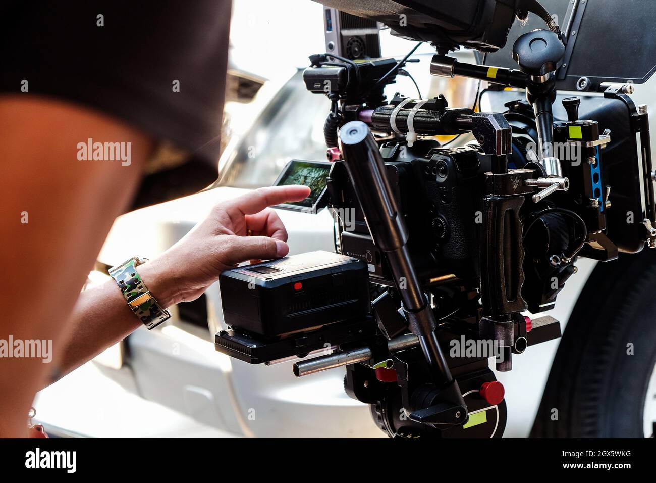 Filming with professional camera, Film Crew Stock Photo - Alamy