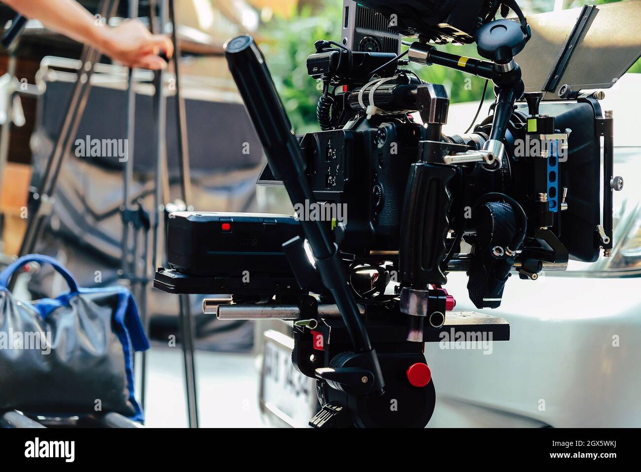 Filming with professional camera, Film Crew Stock Photo - Alamy