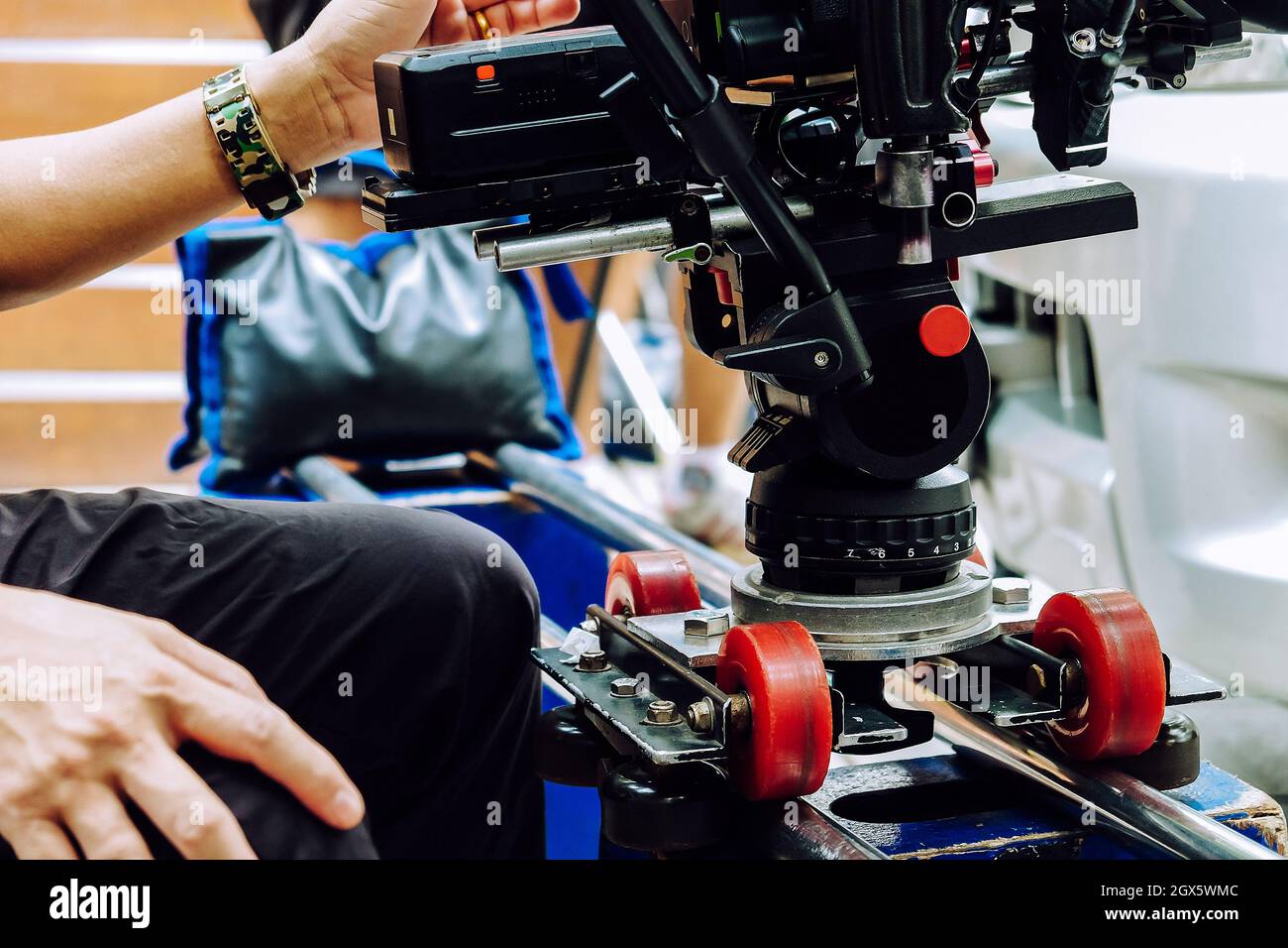 Filming with professional camera, Film Crew Stock Photo - Alamy